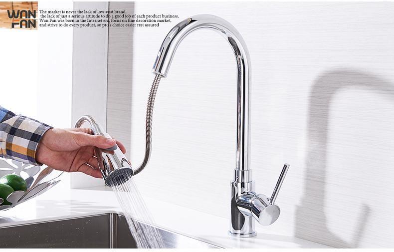Single Hole Kitchen Faucets, Single Handle Pull Out Kitchen-Tap Water ...