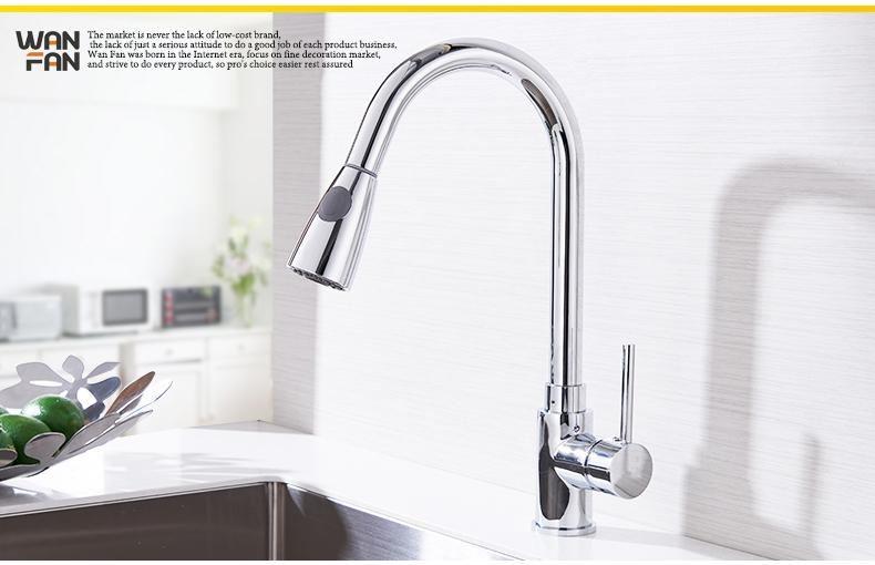 Single Hole Kitchen Faucets, Single Handle Pull Out Kitchen-Tap Water ...